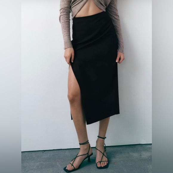 Zara | Skirts | Zara Side Split Midi Skirt | Poshmark